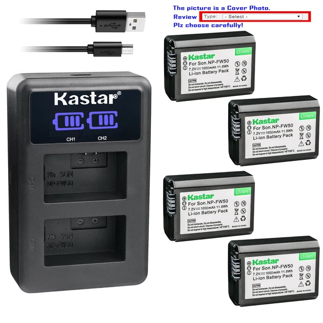 Sony Np-fw50 Battery Kastar AC Wall Charger For & Alpha A6000 Camera ...