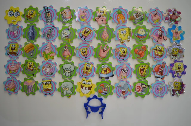 NICKELODEON SPONGEBOB SQUAREPANTS Plastic Spinners Tazos Complete Set ...