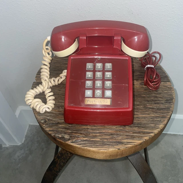 VINTAGE BELL SYSTEM 2500D Red Push Button Landline Telephone Phone ...