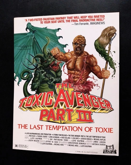 TOXIC AVENGER III The Last Temptation Of Toxie Raro Poster Promozionale ...