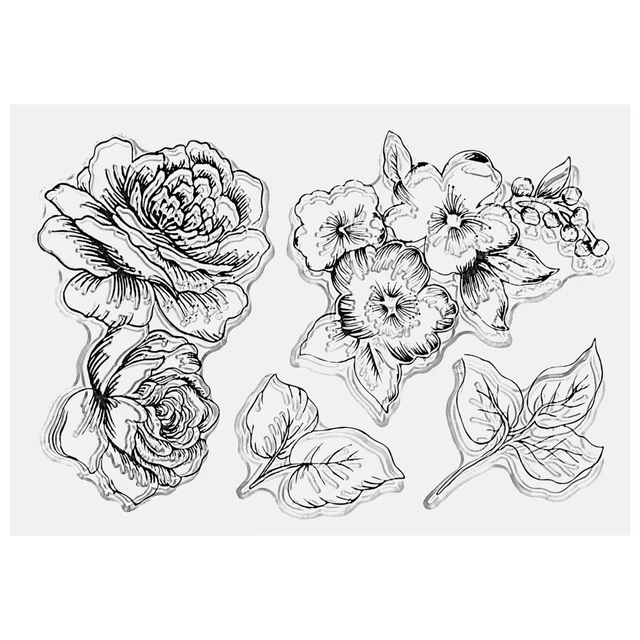 1 SHEET FLOWER Themed Stamp Embossing Album Crafts Floral Stamp Diy ...