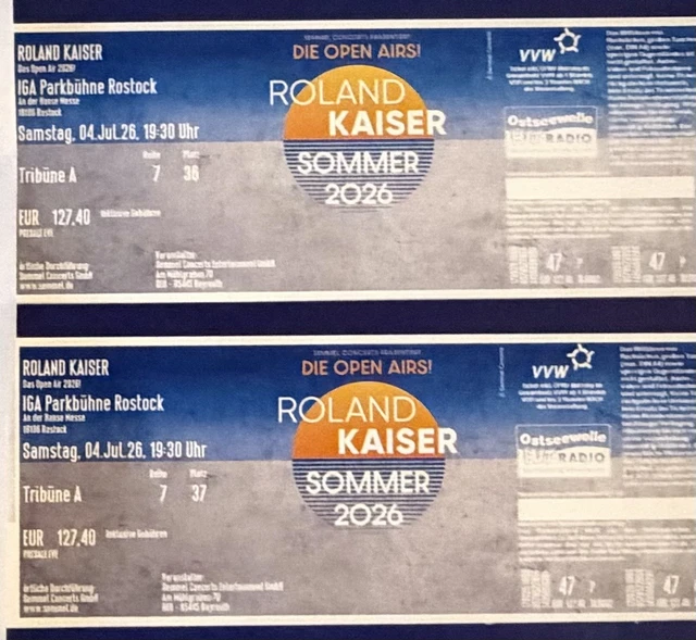 ROLAND KAISER SOMMER 2026 – 2 Tickets, Tribüne A, 04.07.2026 IGA ...