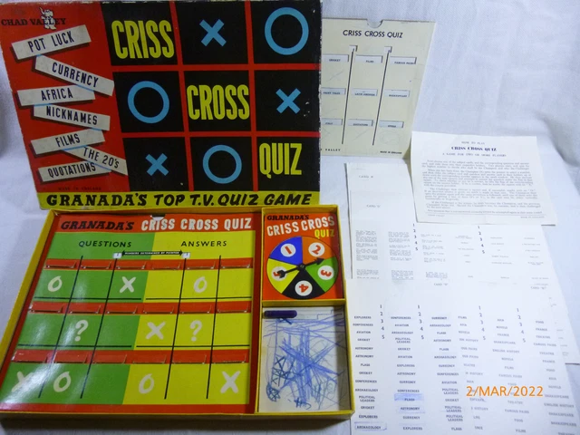 VINTAGE / RETRO 1950's Granada TVs Criss Cross Quiz Game Chad Valley ...