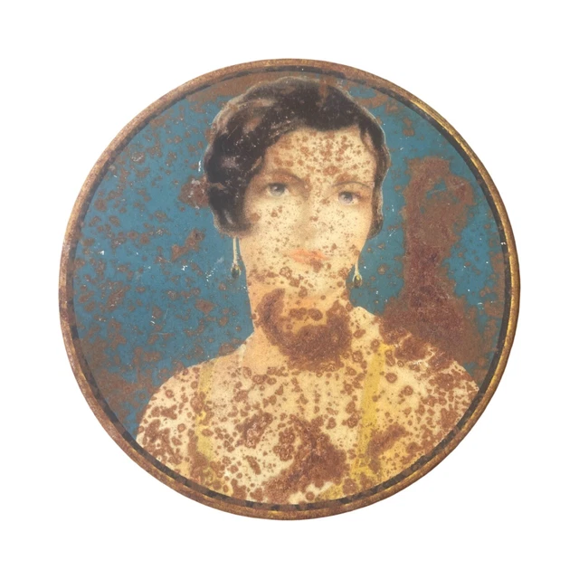 ANTIQUE MACROBERTSON TOFFEE Round Biscuit Tin Melbourne Original Paper ...