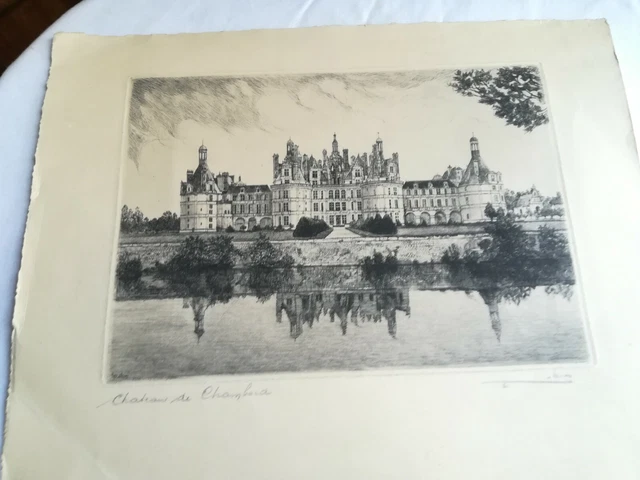 LÉOPOLD ROBIN (1877-1939) Gravure Eau-forte originale Le Château de ...