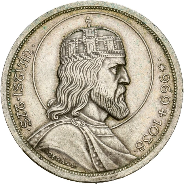 KÜNKER: UNGARN, 5 Pengö 1938, 900. Todestag Heiliger Stephan, Silber ...