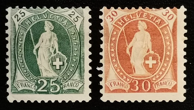 BRIEFMARKEN SCHWEIZ &STEHENDE Helvetia" 1882, Mi-Nr.: 59-60 EUR 1,00 ...