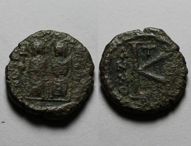 RARE GENUINE ANCIENT Byzantine Coin JUSTIN II & Sophia 565 AD 1/2 ...