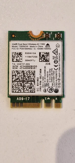 INTEL DUAL BAND Wireless-AC 7265 WiFi & Bluetooth M.2 Card 7265NGW 00JT464 EUR 1,00 - PicClick DE