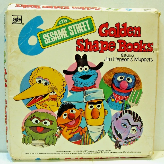 SESAME STREET GOLDEN Shape Books w/ Slipcase © 1977, Whitman 13632 (5 ...