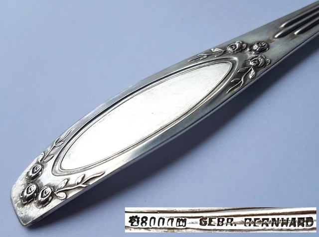 1. DE 11. Art Nouveau Fourchette, Roses, GEBR. BERNHARD, 800er Argent ...