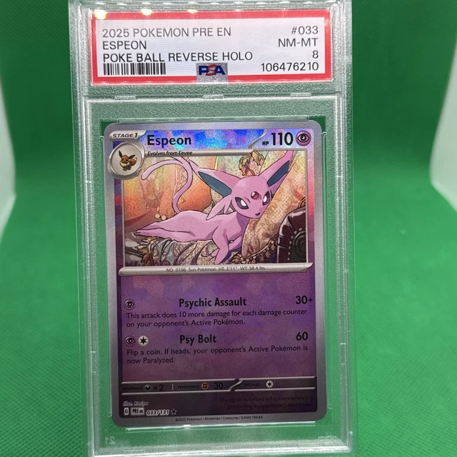 2025 POKEMON PRE En-Prismatic Evolutions Poke Ball Reverse Holo Espeon ...
