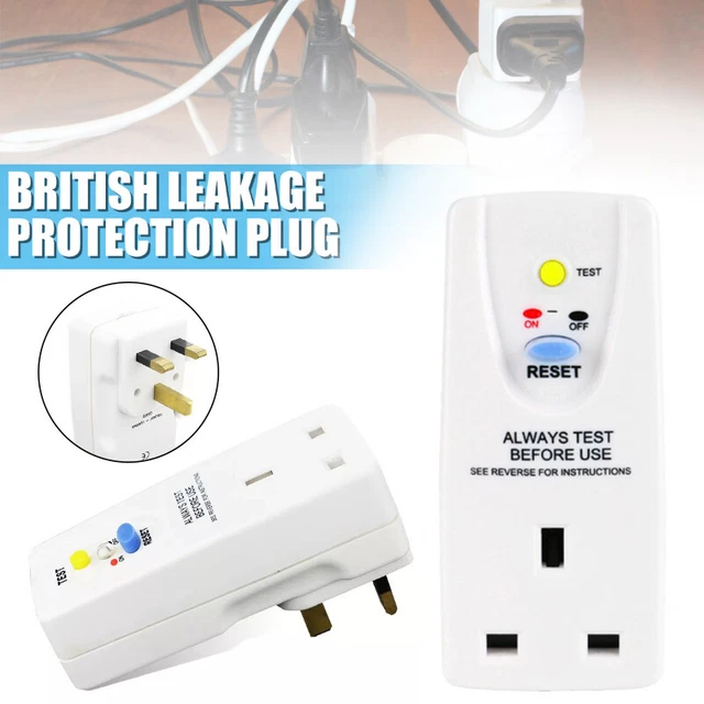 RCD SAFETY PLUG Socket Adapter Plug-in Circuit Breaker Trip Switch ...