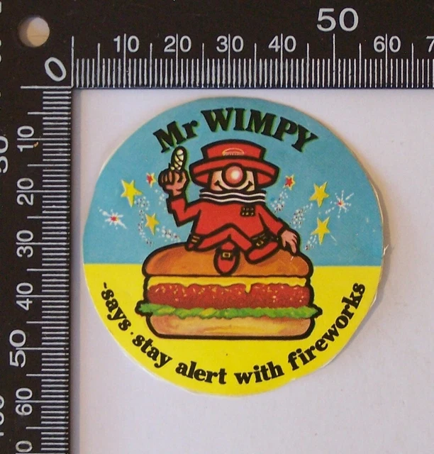 VINTAGE MR WIMPY Fireworks Safety Campaign Souvenir Advertising Promo ...