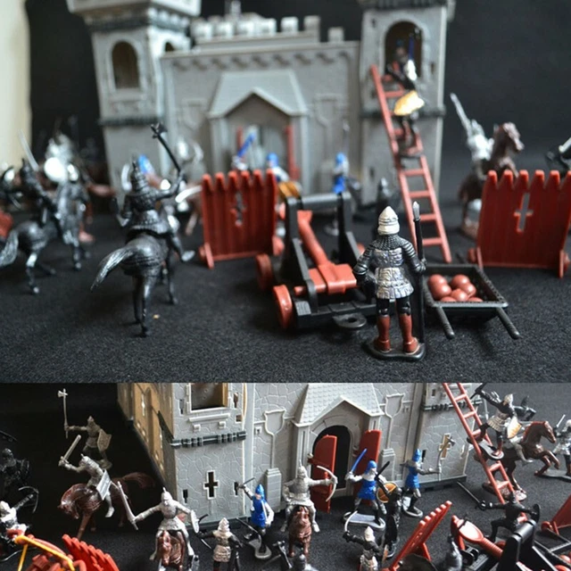 TOY MEDIEVAL CASTLE Knights Model Playset Retro Soldiers Figures Latest ...
