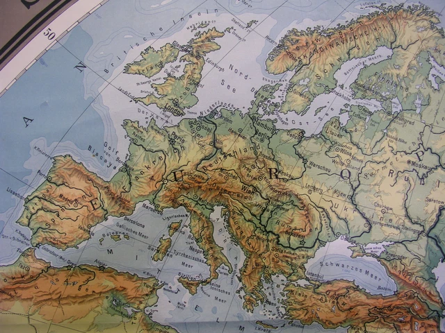 SCHOOL WALL MAP Eastern Hemisphere Planisphere ~1930 £482.33 - PicClick UK