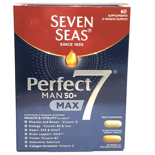 SEVEN SEAS PERFECT7 Prime Man 50+ MAX Multivitamin With Omega 3, £15.00 ...