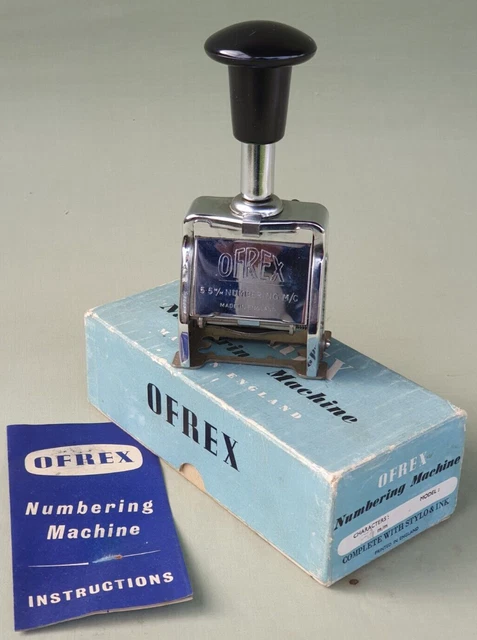 VINTAGE OFREX 5.5MM Automatic Numbering Machine Quality Metal Number ...