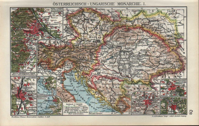 MAPPA 1910: MONARCHIA AUSTRO-UNGARICA. I/II. Mappa isocrone EUR 14,99 ...