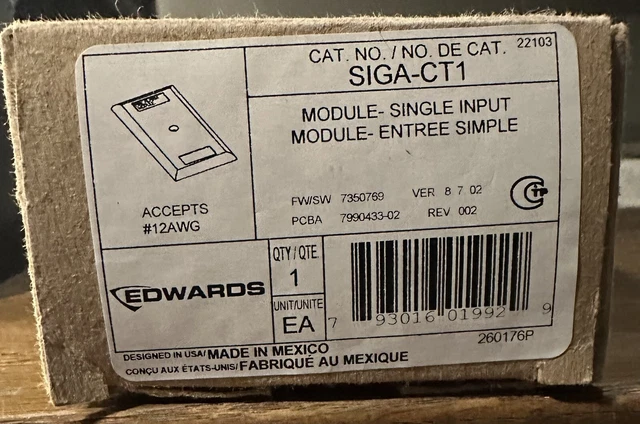 BRAND NEW EDWARDS Siga-Ct1. Module Single Input $22.80 - PicClick