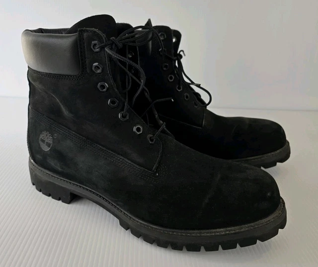 TIMBERLAND MENS 6-INCH Black Nubuck Classic Waterproof Boots Size 13 ...