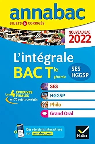 ANNALES DU BAC Annabac 2022 L'intégrale Tle SES, HGGSP, Philo, Grand ...