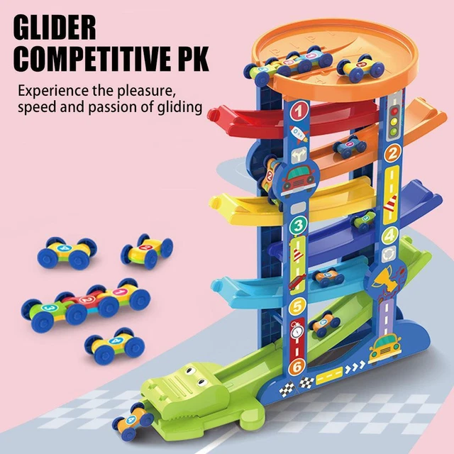 7-LAYER RAMP RACE Track Mini Inertia Car Sliding Toy Toddler ...