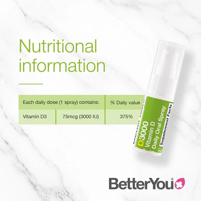 BETTERYOU D3000 VITAMIN D Daily Oral Spray 3000 IU 75 UG Of Vitamin D3 ...