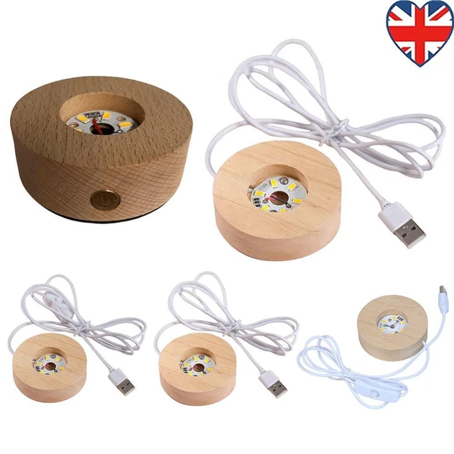 LED DISPLAY STAND Round Wooden Lighted Display Base for Crystal Glass ...