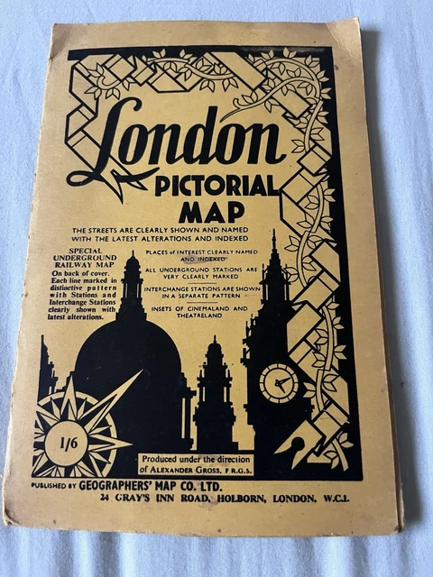 1940S FOLD UP Pictorial Map of London Geographers. FREE P&P £13.20 ...