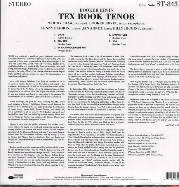 BOOKER ERVIN TEX BOOK TENOR LP VINYLE Tone Poet series, vinyle ...