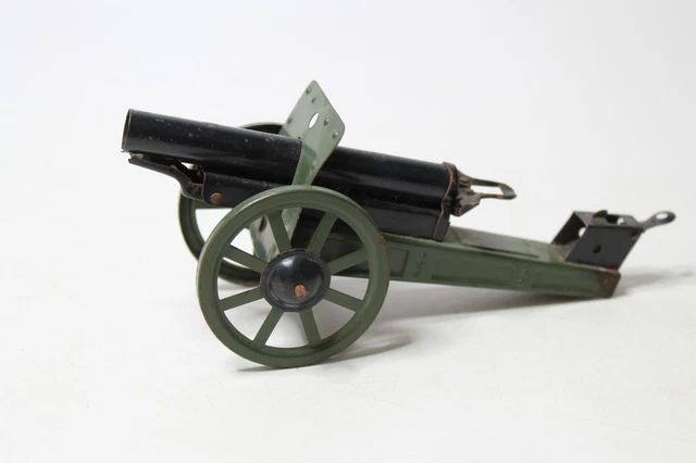RARE HAUSSER LINEOL ' WW1 SPRING LOADED TIN TOY HOWITZER FIELD GUN' c ...