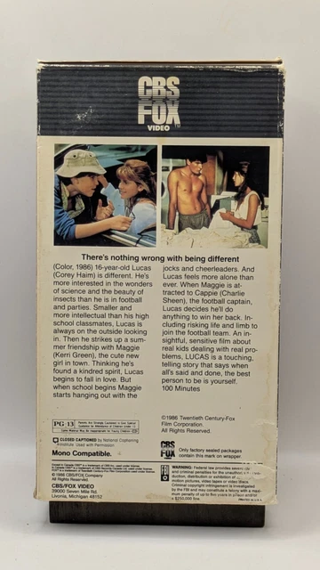 LUCAS 1986 VHS CBS Fox Video Corey Haim Charlie Sheen 80s Good £11.71 ...