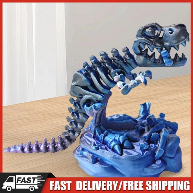 3D PRINTED SKELETON Tyrannosaurus Rex Toy Movable Joints (black blue ...
