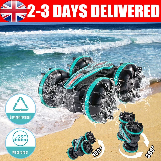 KIDS REMOTE CONTROL Car Boat Amphibious 4WD RC Stunt Cars Water Land ...