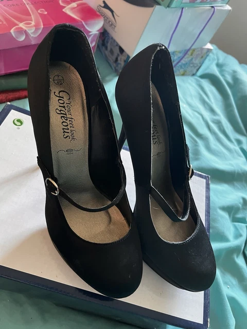 NEW LOOK WOMEN'S Mary Jane Platform Heels UK 7 Satin Black £6.50 ...