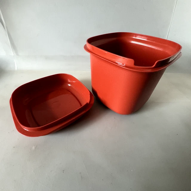 VINTAGE TUPPERWARE SQUARE Mini Ice Bucket Box Kepper Orange 1466-7 ...