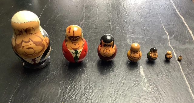 RUSSIAN COMMUNIST SOVIET Leaders 7 Nesting Matryoshka Dolls USSR ...