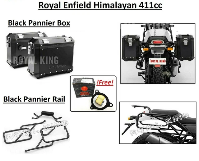 ROYAL ENFIELD "Aluminum Black Panniers Box & Rail with Oil Filter ...