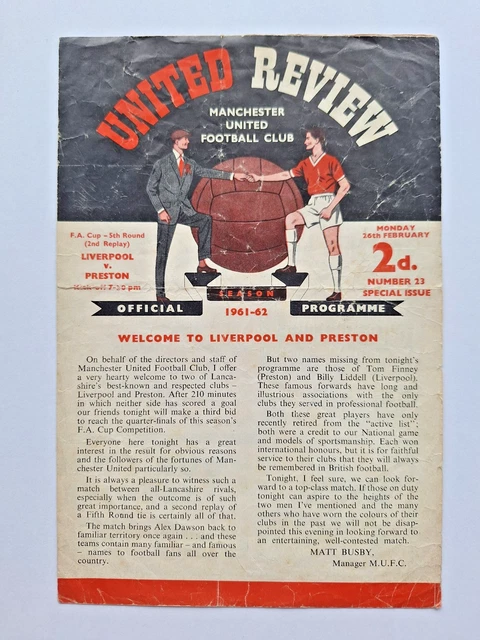 LIVERPOOL V PRESTON (FAC) at Old Trafford - Season 1961-62 Football ...