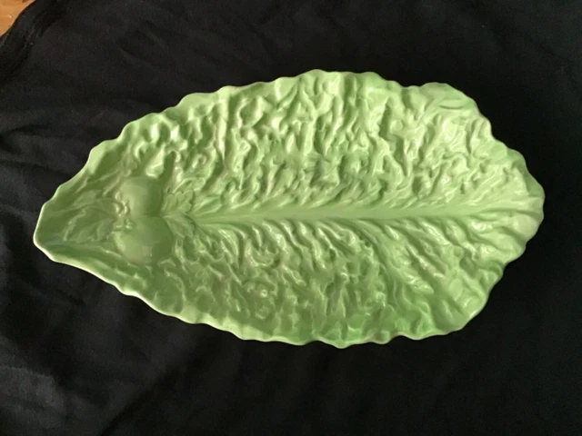 VINTAGE CARLTON WARE CABBAGE LEAF SHAPED SERVING DISH PLATE GREEN 12 ...