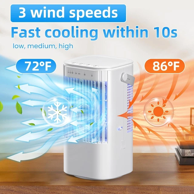 PORTABLE AIR CONDITIONER, 4-In-1 Mini Small Air Conditioner Evaporative ...