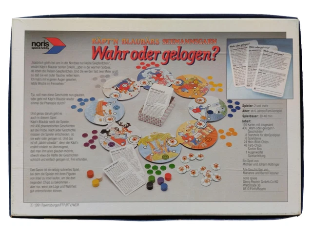 NORIS KÄPT'N BLAUBÄR Quizspiel Wahr oder Gelogen Familienspiel Kinder ...