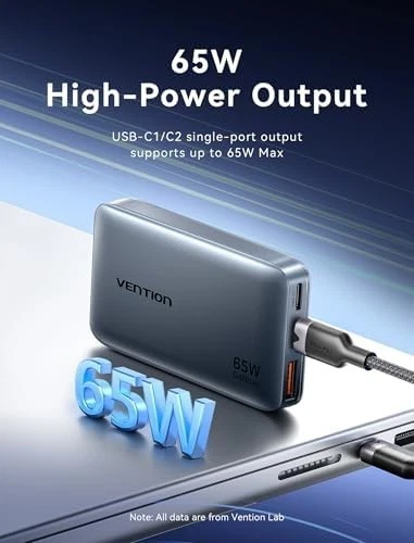 VENTION ULTRA-SLIM 65W USB C Fast Charger with UK/US/EU Plugs, 3-Port ...
