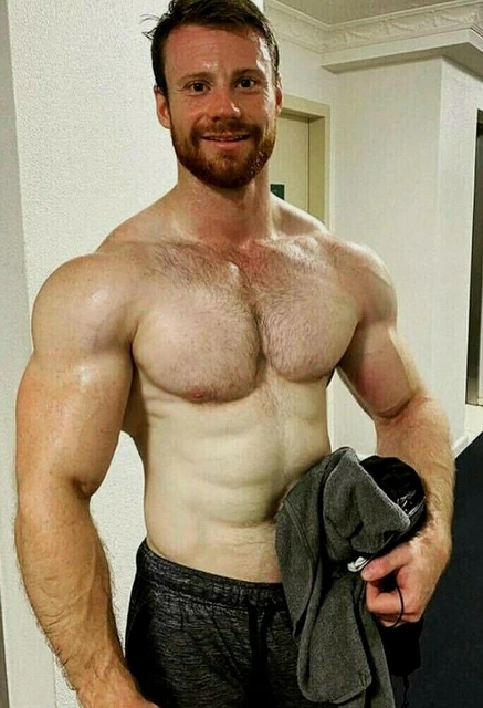 SHIRTLESS MALE MUSCULAR Hunk Beefcake Hairy Chest Bearded Man PHOTO 4X6 ...