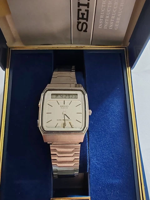MENS SILVER VINTAGE 1970s Seiko Ana Digi Watch With Box H357-500A £74.99 - PicClick UK