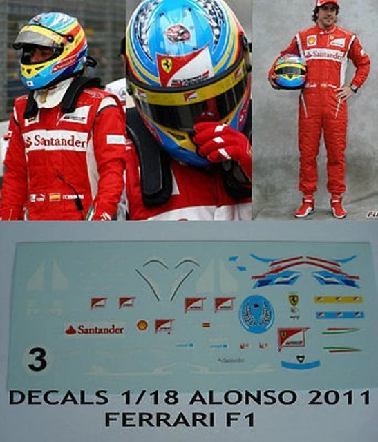 DECALS DRIVER 1/18 Figura Fernando Alonso Ferrari F1 2011 Figurine ...