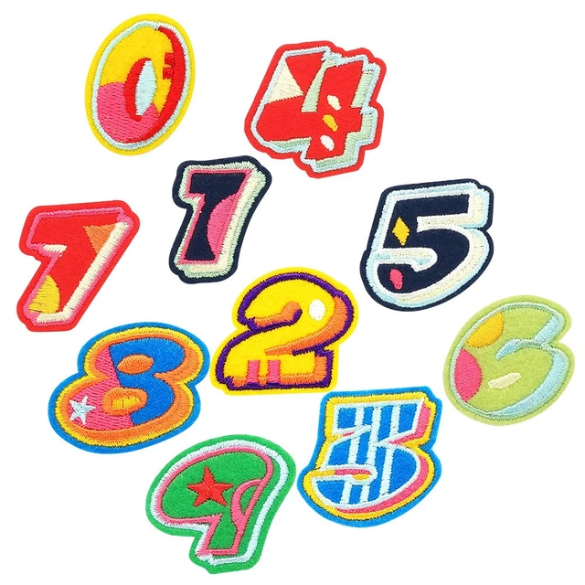10 NUMBERS CLOTHING Patch Embroidered Patches Cartoon Shapes Clothes ...