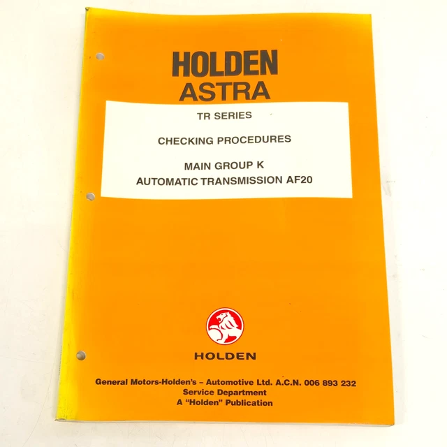 HOLDEN ASTRA TR Series Checking Procedures Main Group K Automatic ...