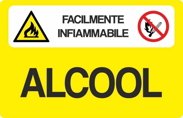 CARTELLO SEGNALETICO - Facilmente infiammabile-Alcool - segnale EUR 1 ...